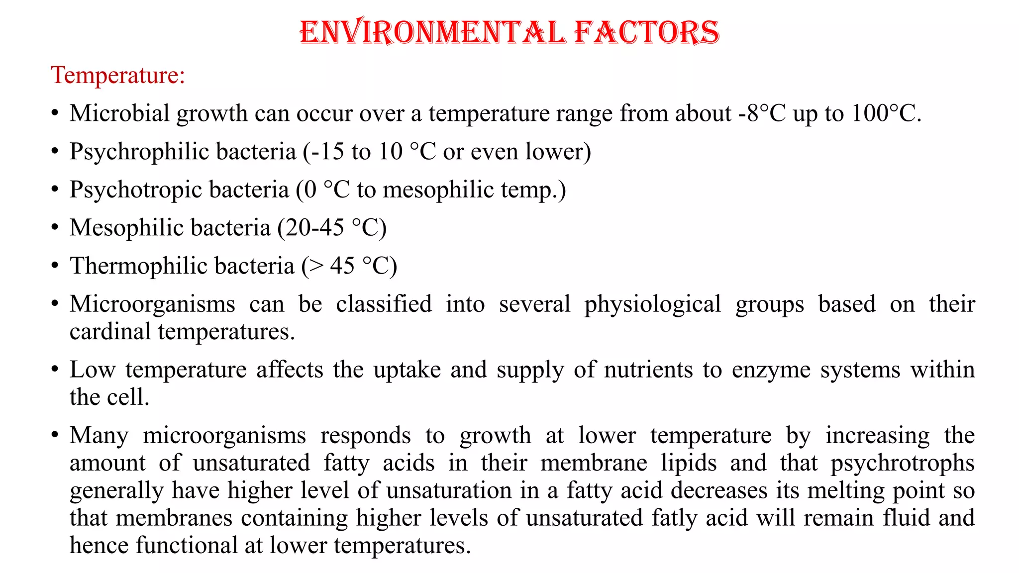 Factor affecting growth of microorganisms in food | PDF