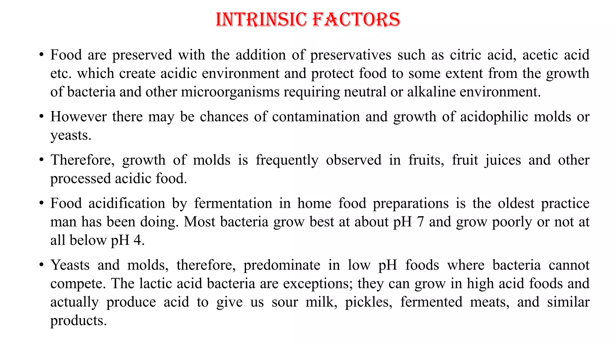Factor affecting growth of microorganisms in food | PDF
