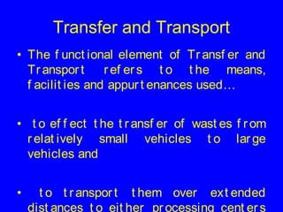 Environmental Engineering (transfer and transport of solid wastes) | PPT