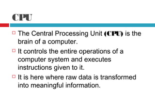 Components of a computer-Unit-2 | PPT