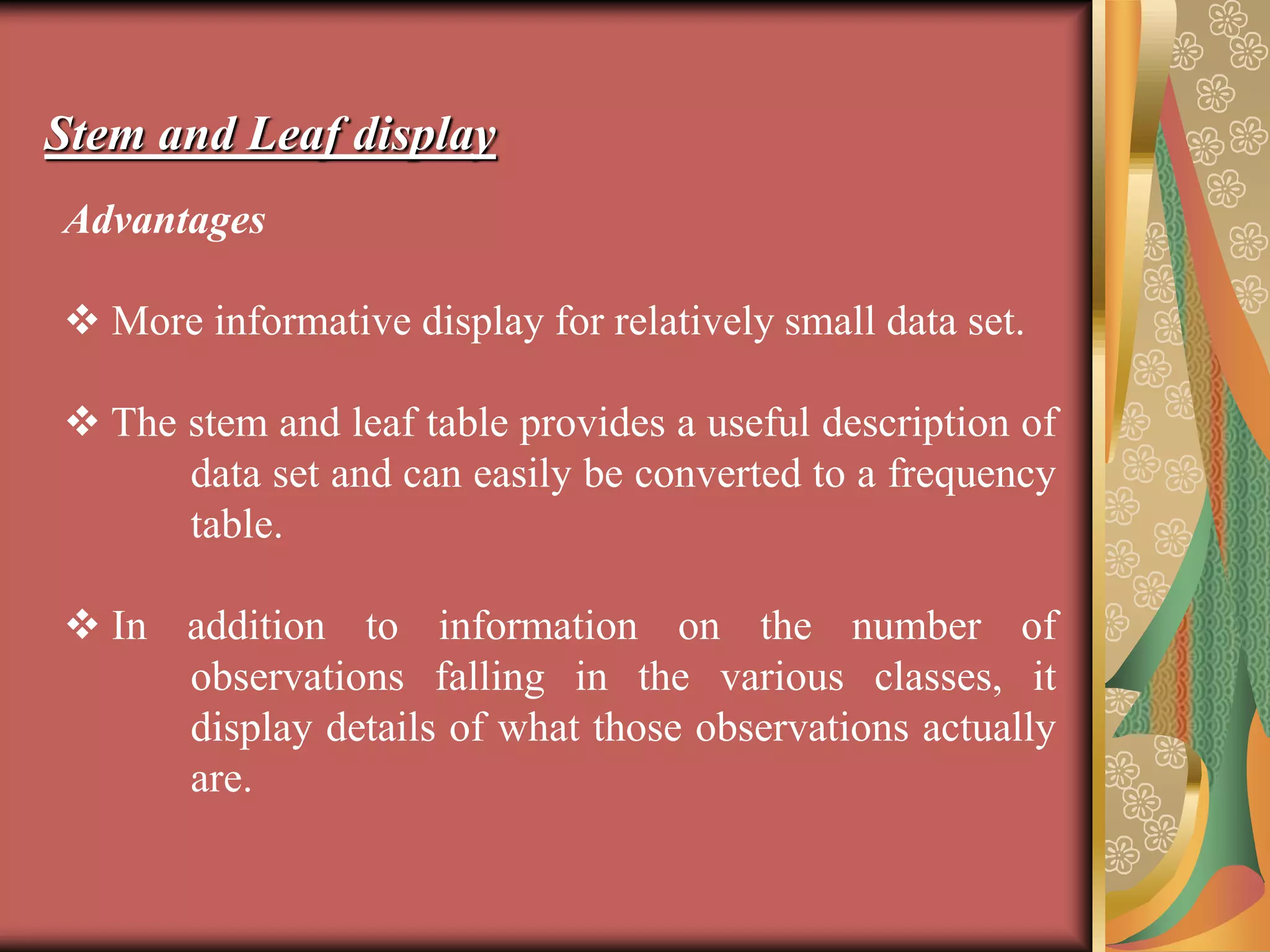 Stem and Leaf Display in Biostatic | PPT