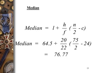 MEASURE OF CENTRAL TENDENCY TYPES OF AVERAGES Arithmetic mean Median ...