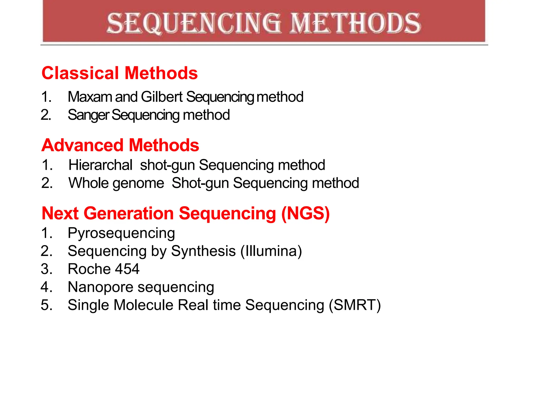 Lec-7 Methods of DNA sequencing.pptx amrk | PPT