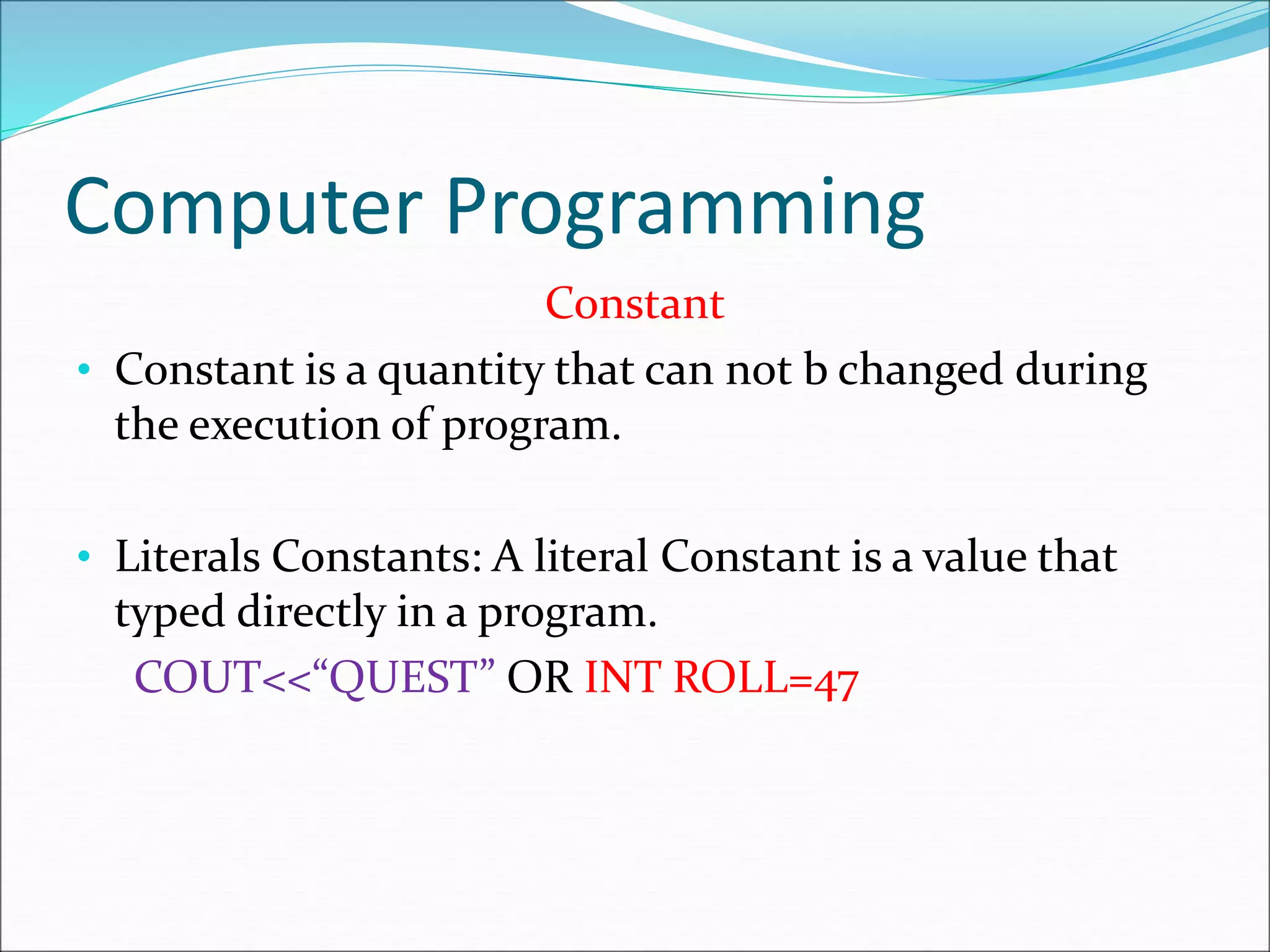 Lec I Ppt Introduction To Computers And C Programming Ppt