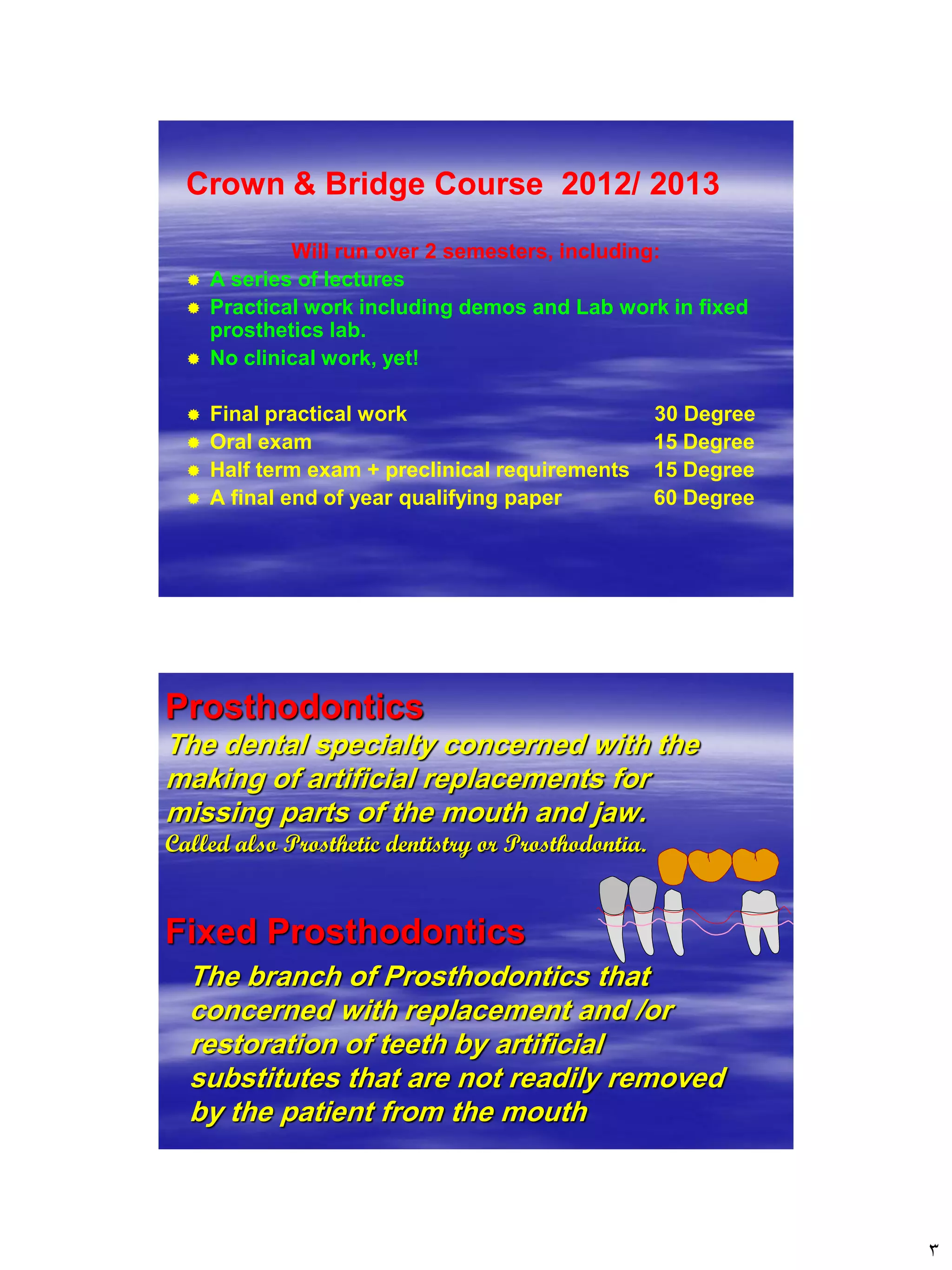 [Crown & Bridges] [terminology & classification] | PDF