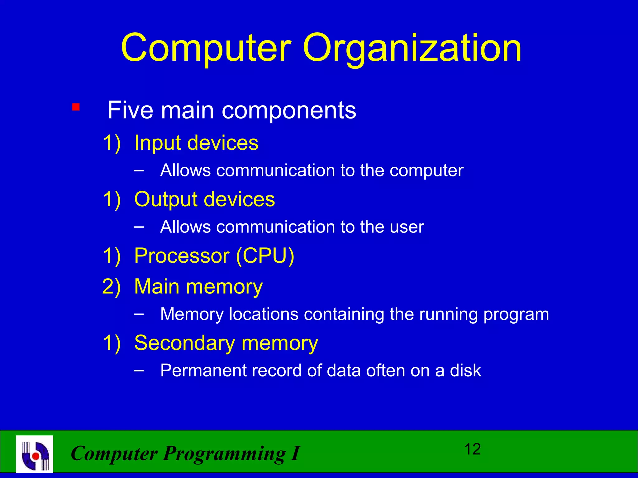 Computer Programming Lecture 1 Ppt Programming Languages Computing 8246