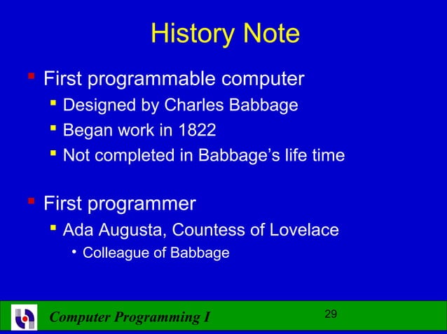 Computer Programming Lecture 1 Ppt 3626