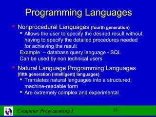 Computer Programming - Lecture 1 | PPT