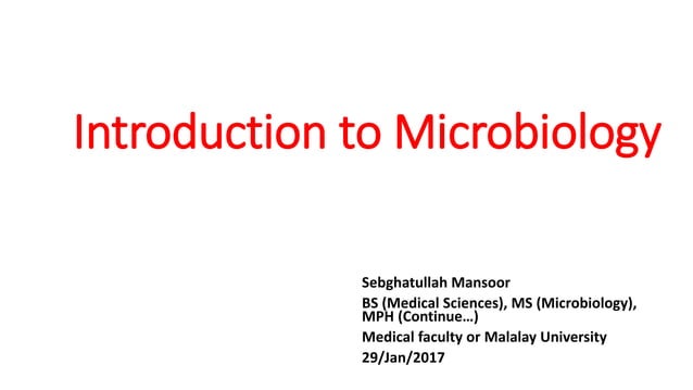 Lec 01. introduction to microbiology | PDF