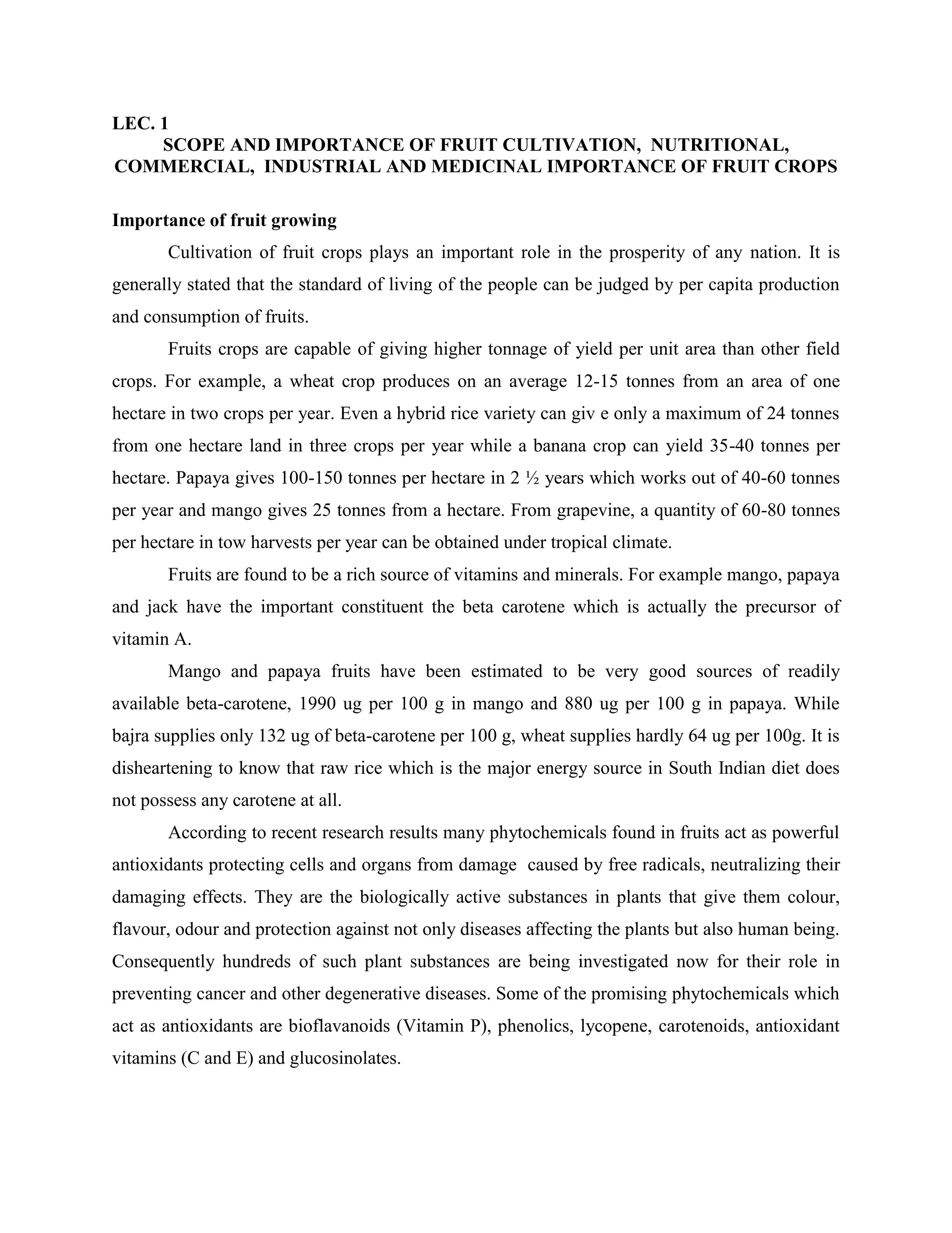 SCOPE AND IMPORTANCE OF FRUIT CULTIVATION | PDF