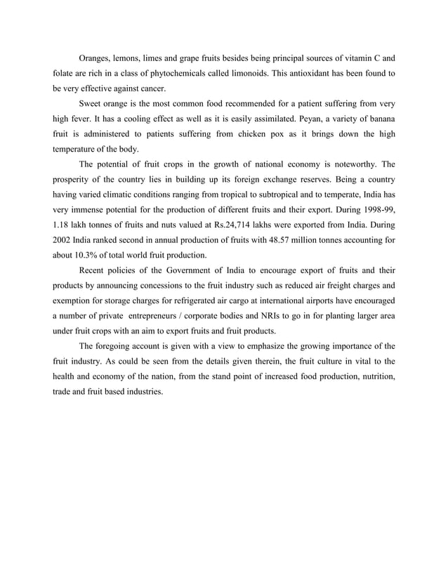 SCOPE AND IMPORTANCE OF FRUIT CULTIVATION | PDF