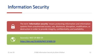 Information security lecture- Lecture 1 Basics of information security ...