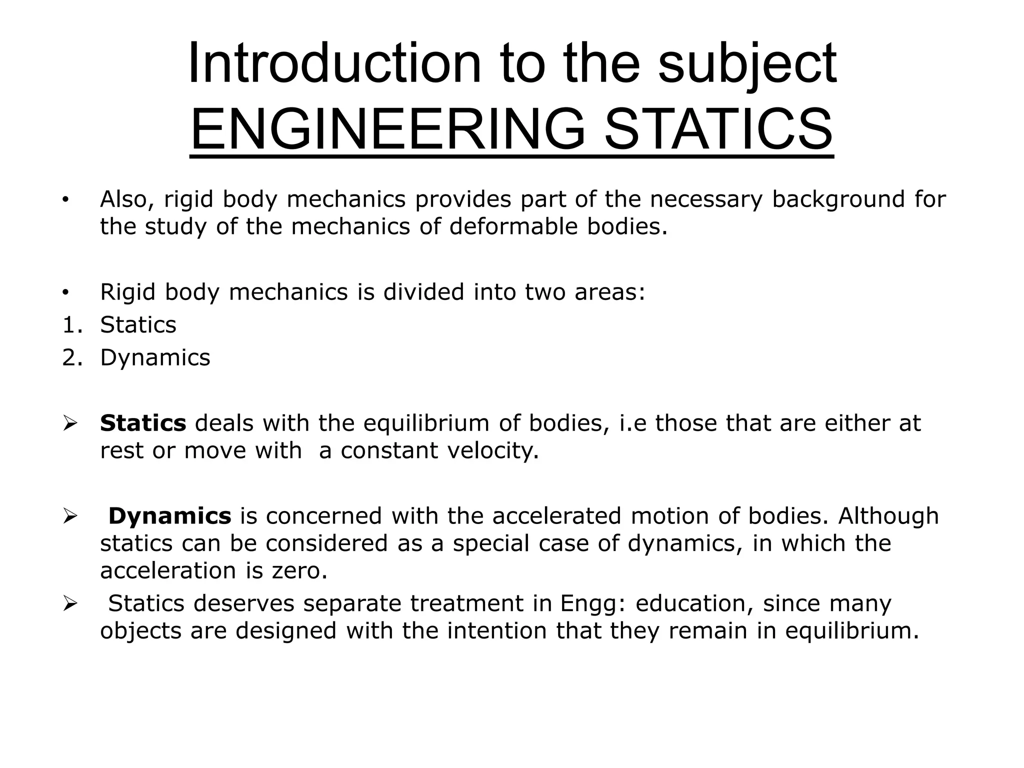 engineering statics in terms of controlling | PPT