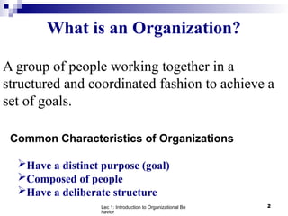 Lec 01. An Introduction to Organizational Behavior | PPT