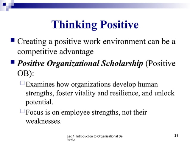 Lec 01. An Introduction to Organizational Behavior | PPT