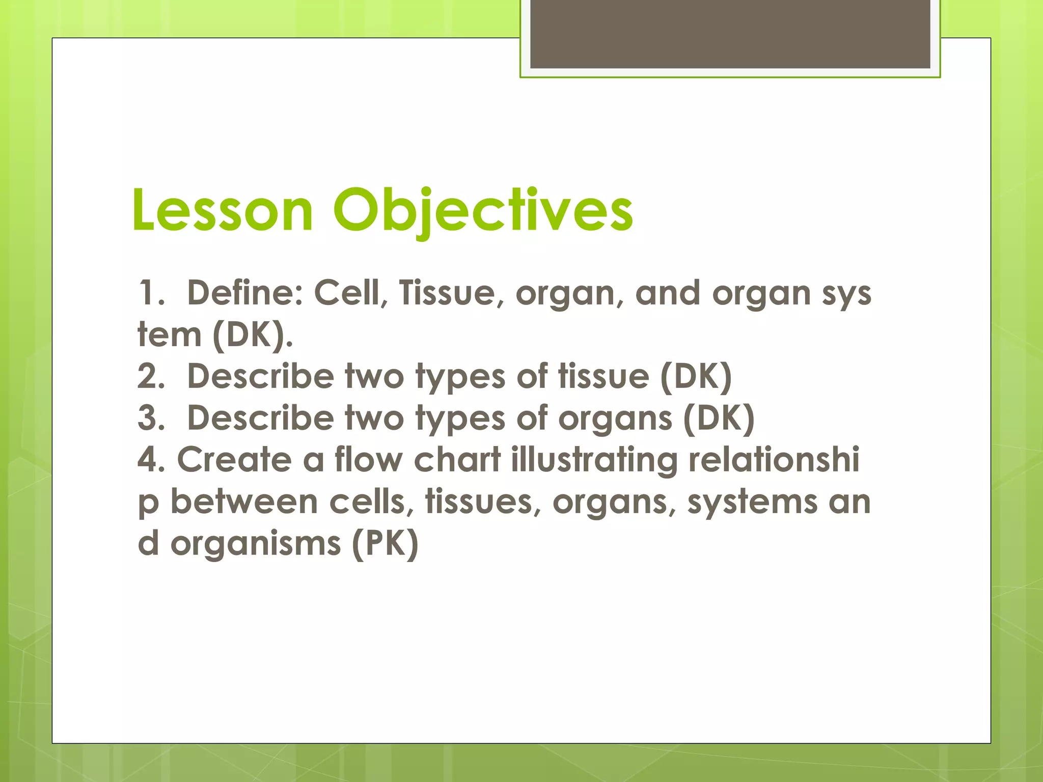 Anatomy Lecture 1 ....CELL to ORGANISM | PPT