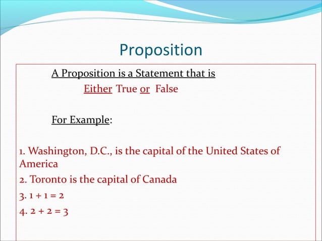 Lec 01 proposition (Discrete Mathematics) | PPT