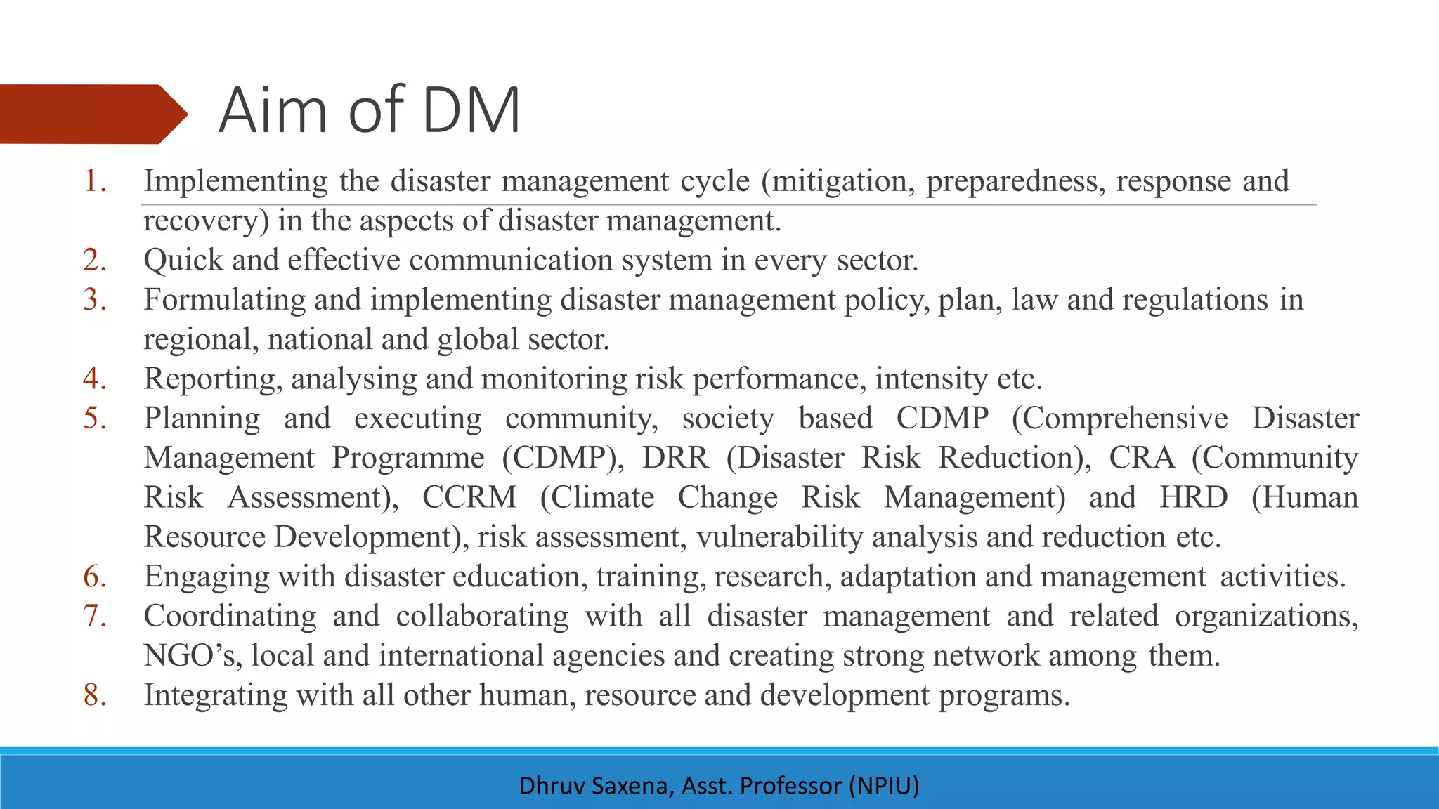 Disaster Management Course Objectives | PPT