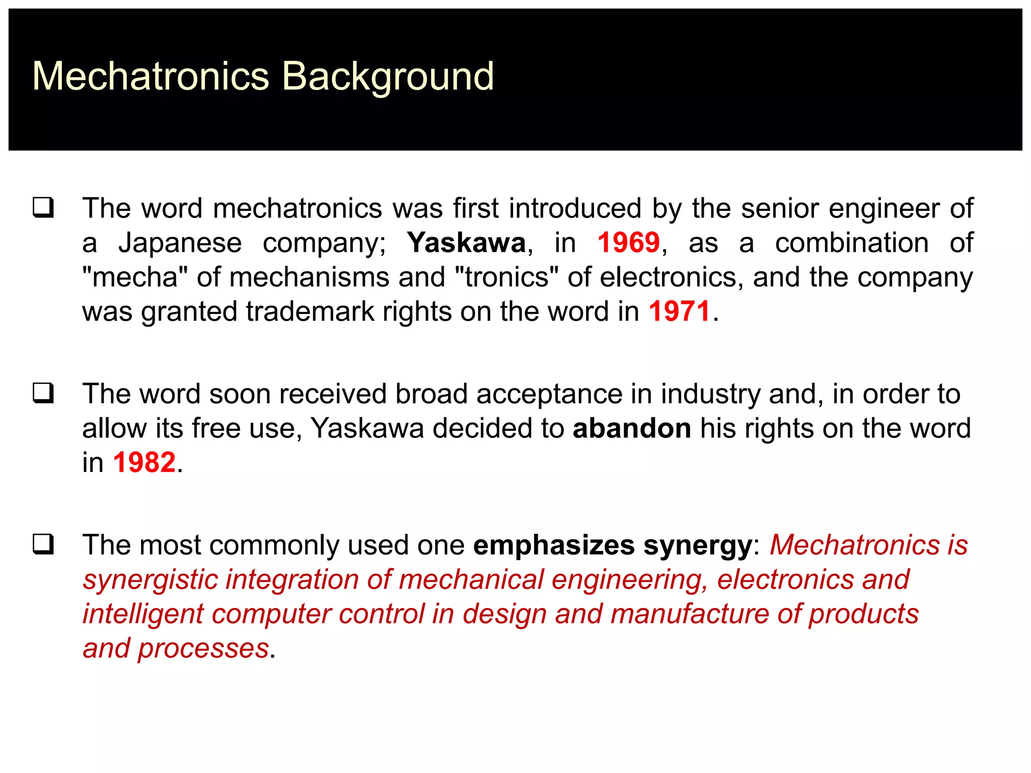 Lec 01(introduction) Mechatronic systems | PPT Lec 01(introduction) Mechatronic systems | PPT
