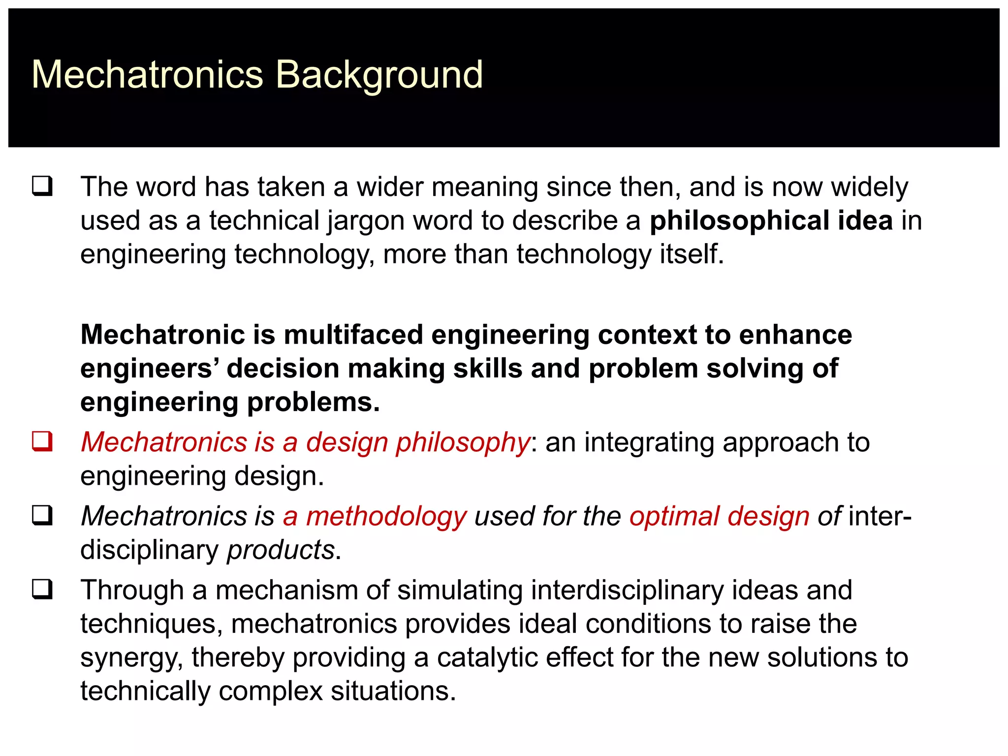 Lec 01(introduction) Mechatronic systems | PPT Lec 01(introduction) Mechatronic systems | PPT