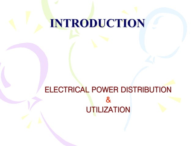 LEC #01 INTRODUCTION to power distribution system | PPT