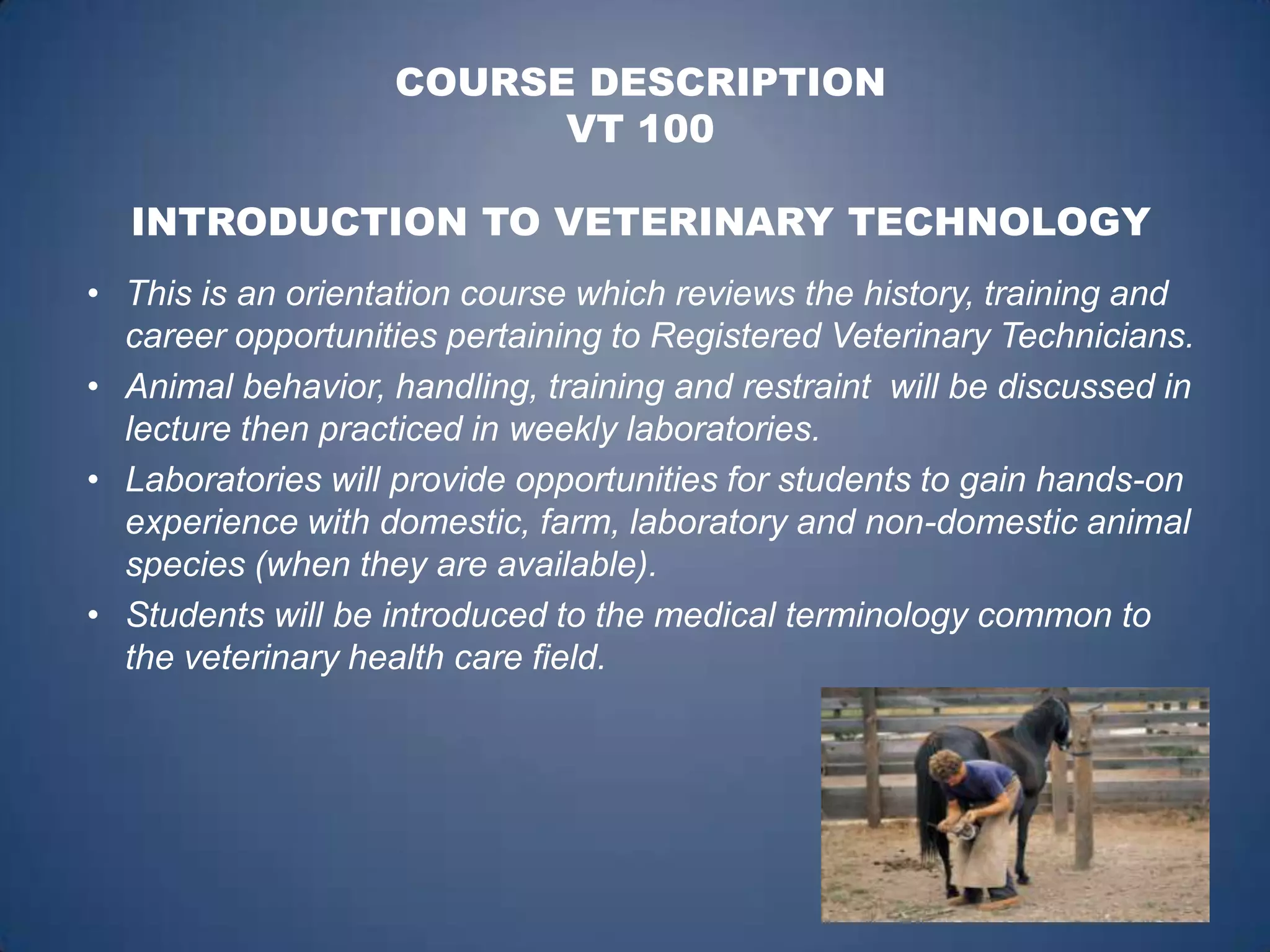 Lec 01 Welcome To Veterinary Technology | PPTX