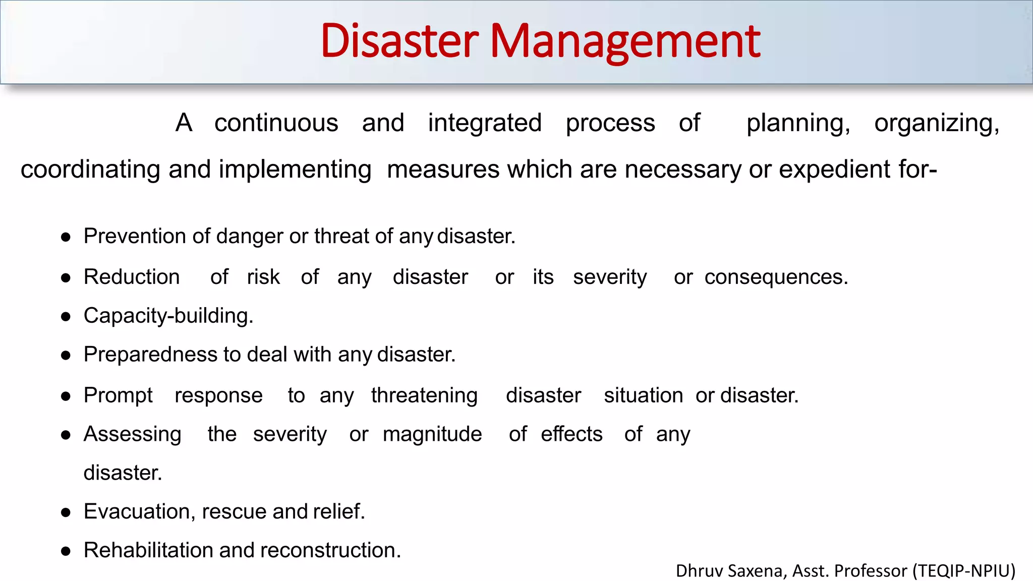 Disaster Management Introduction & Classification | PPTX