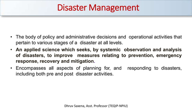 Disaster Management Introduction & Classification | PPTX | Environment | Science