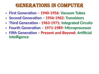 Generation of Computers for management sciences | PPT