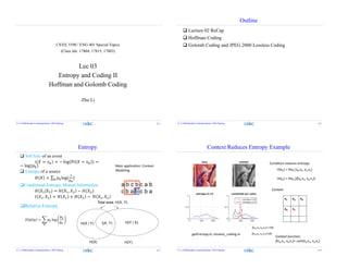 Lec-03 Entropy Coding I: Hoffmann & Golomb Codes | PDF