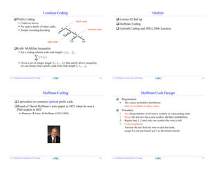 Lec-03 Entropy Coding I: Hoffmann & Golomb Codes | PDF