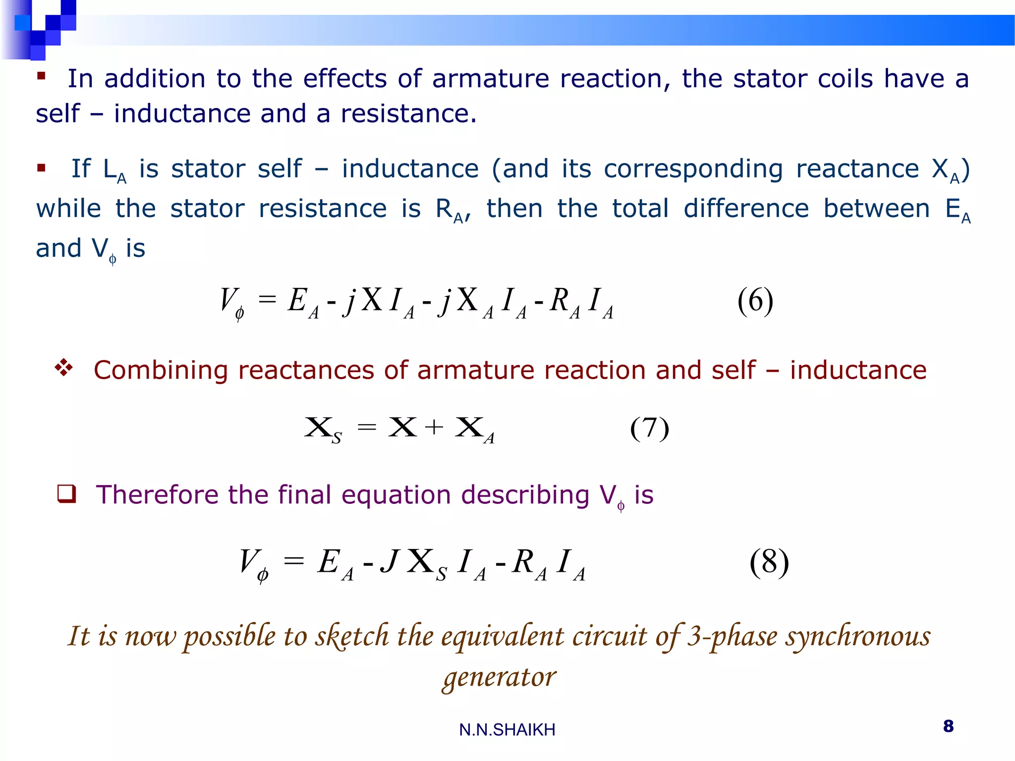 Lec 03 Equivalent Circuit Of A Synchronous Generator Ppt