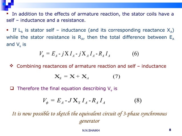 Lec 03 Equivalent Circuit Of A Synchronous Generator Ppt