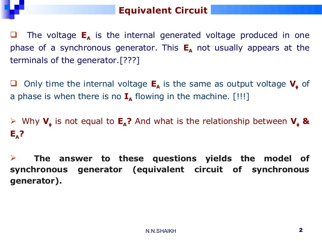 Lec 03 Equivalent Circuit Of A Synchronous Generator