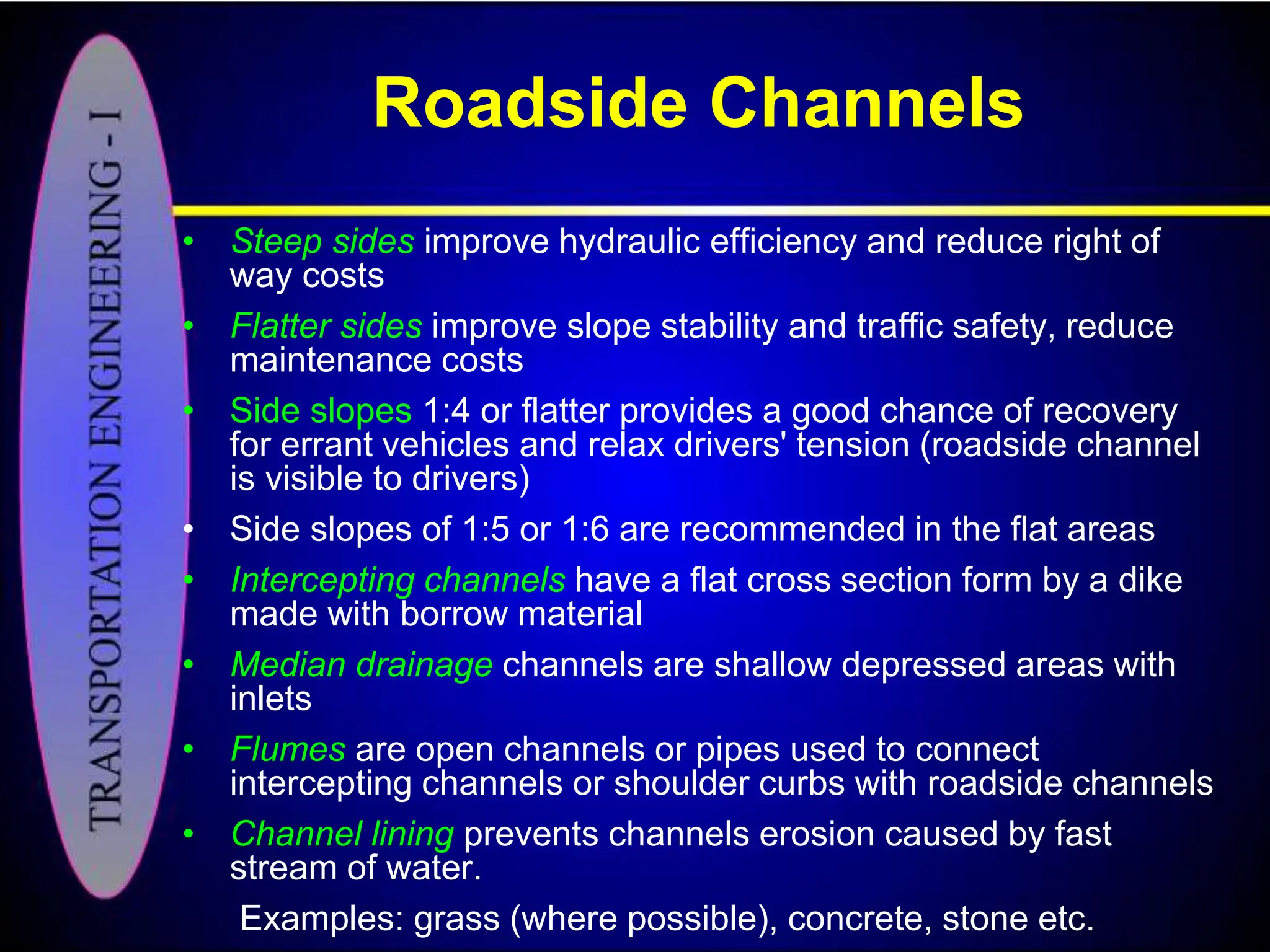Elements of a Typical Cross-section of Road and Highway drainage | PPT