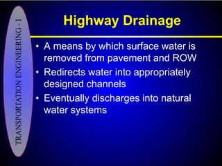 Elements of a Typical Cross-section of Road and Highway drainage | PPT