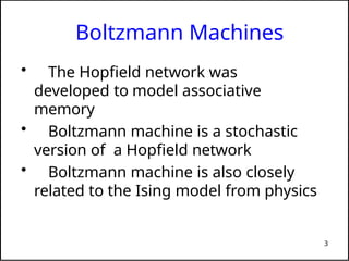 LEC 04 ANN Boltzmann Machines Restricted | PPTX