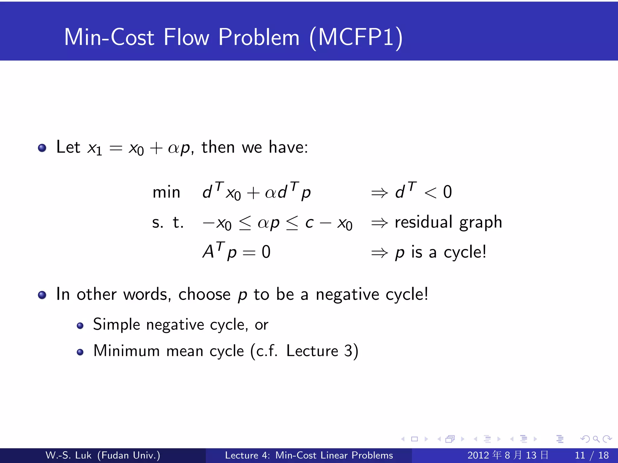 Lec04 min cost linear problems | PPT