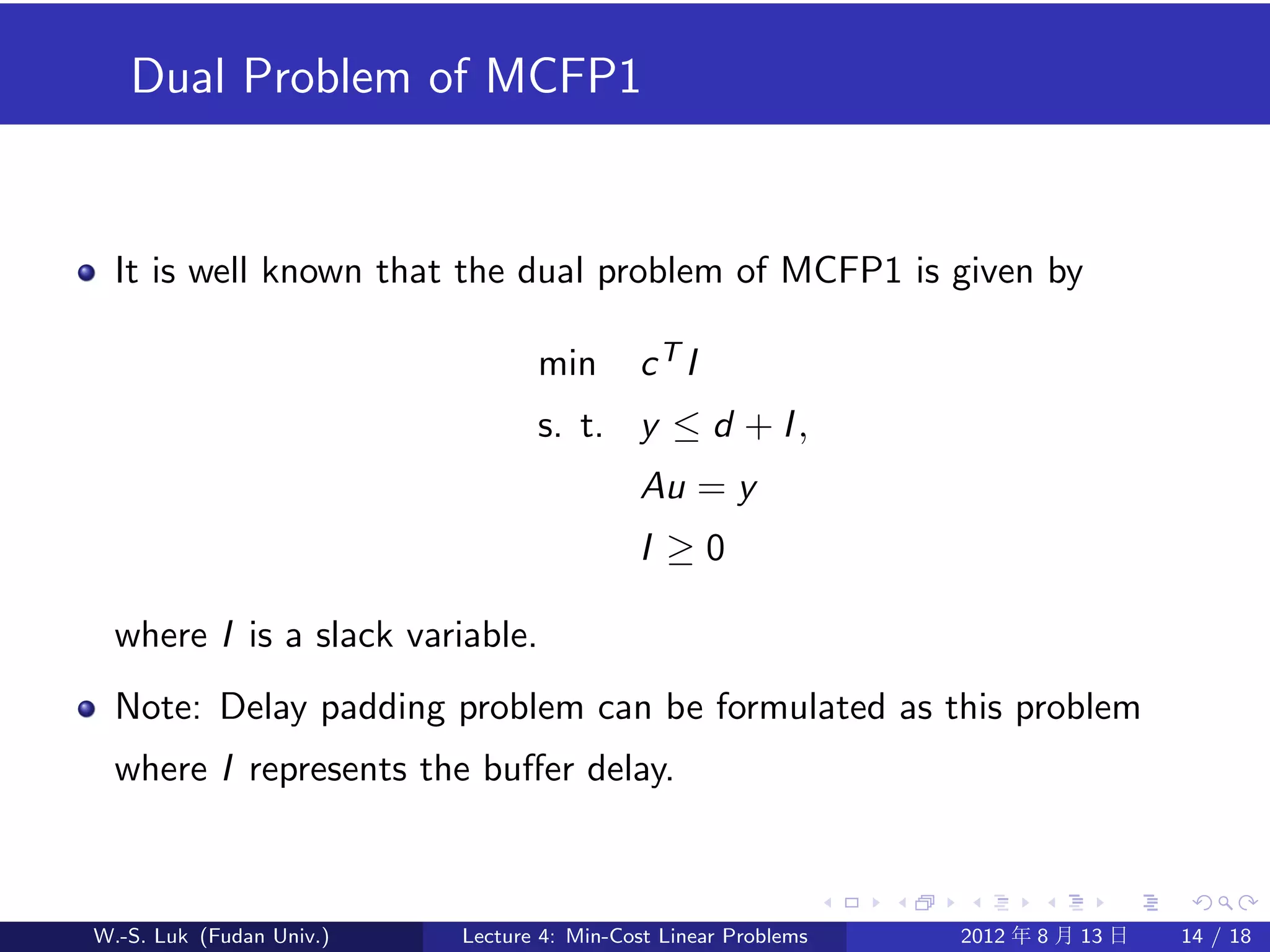 Lec04 min cost linear problems | PPT