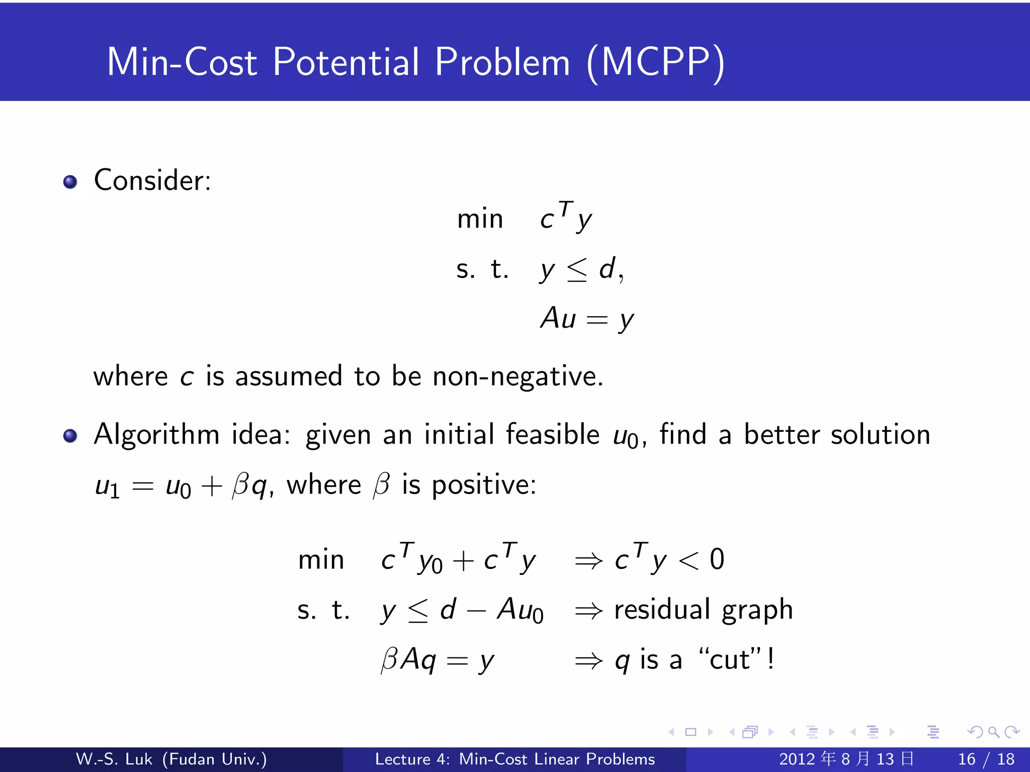 Lec04 min cost linear problems | PPT