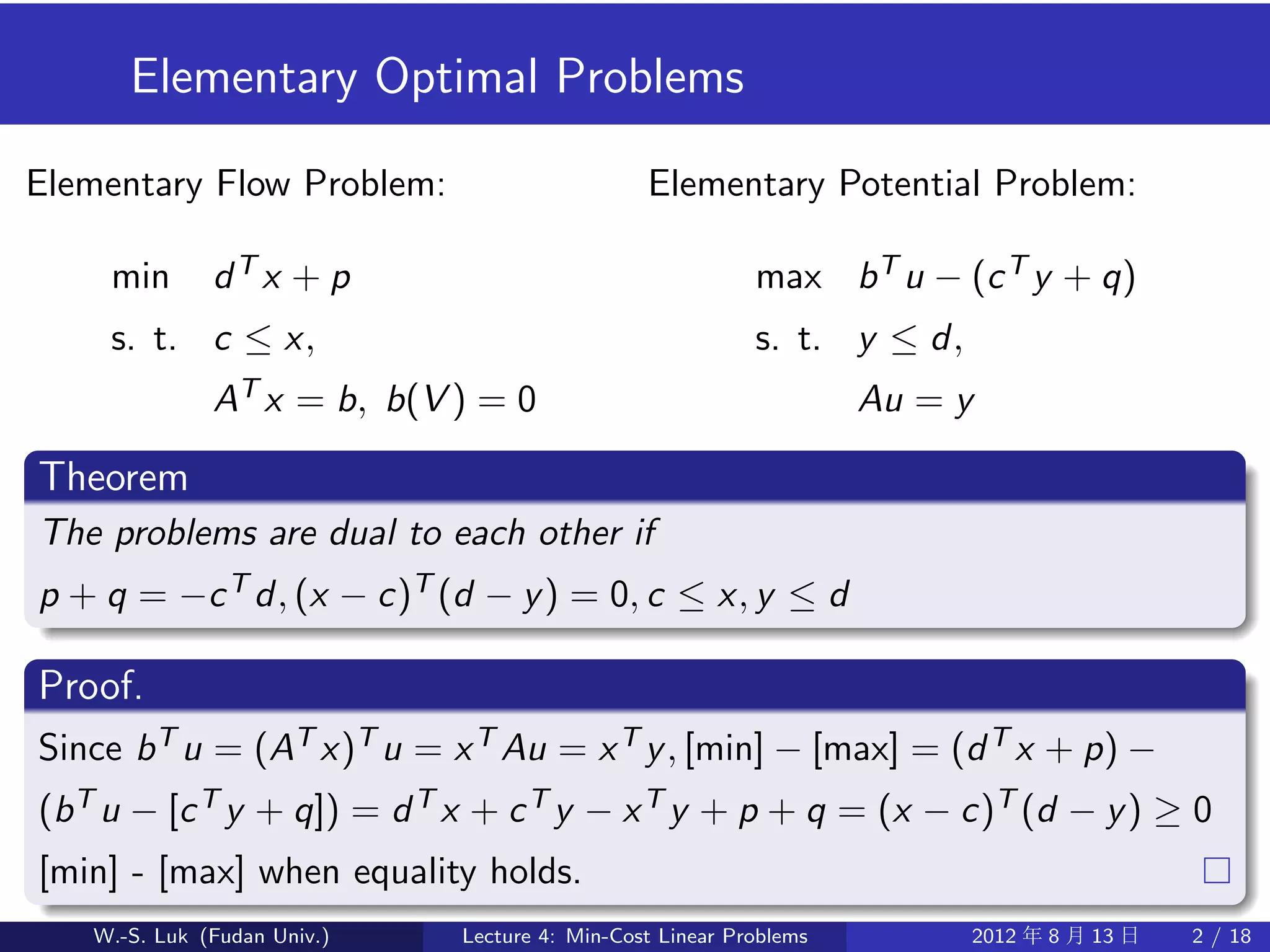 Lec04 min cost linear problems | PPT