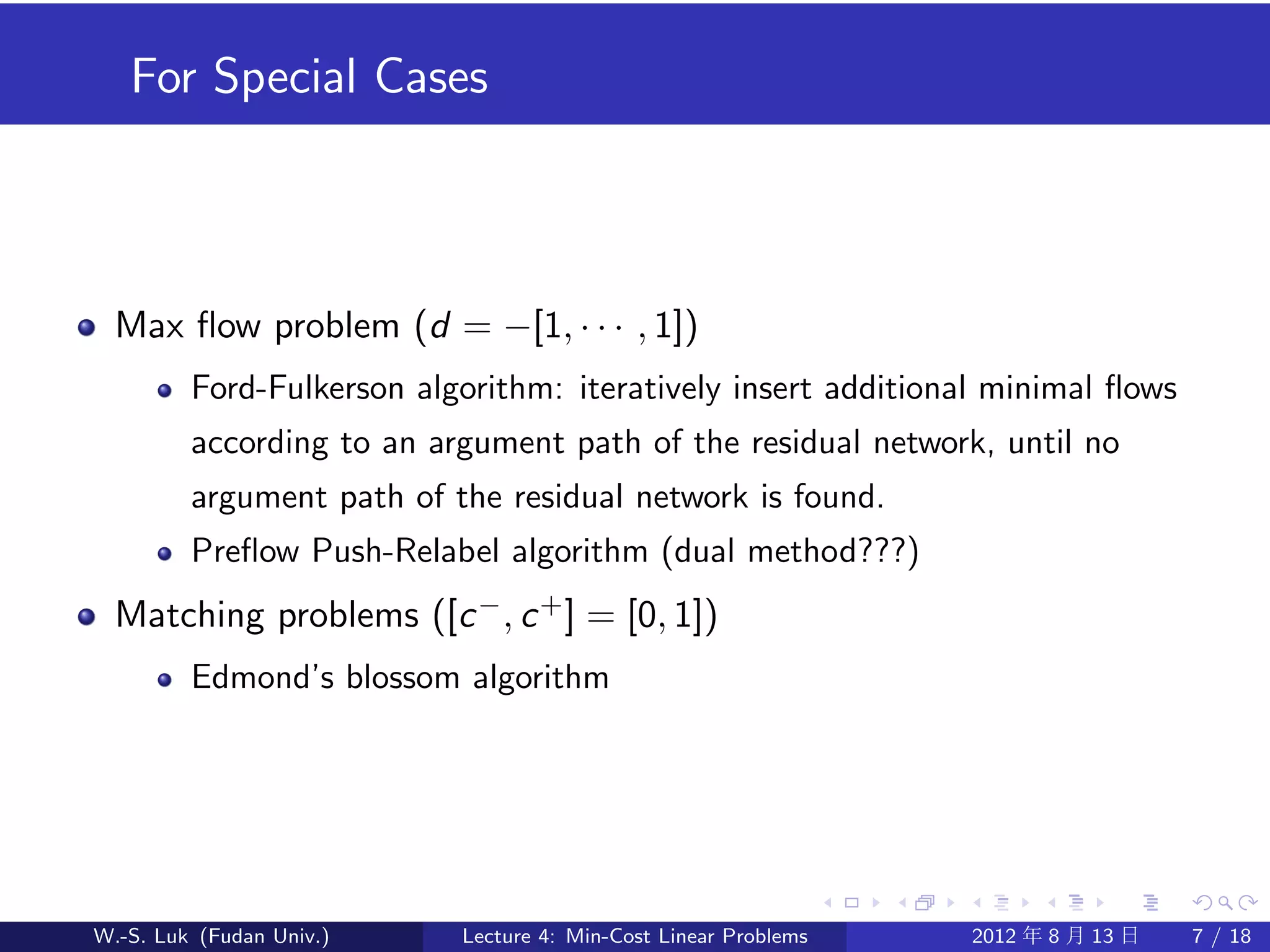 Lec04 min cost linear problems | PPT