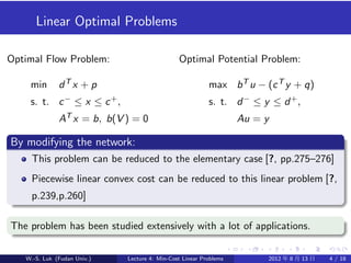 Lec04 min cost linear problems | PPT