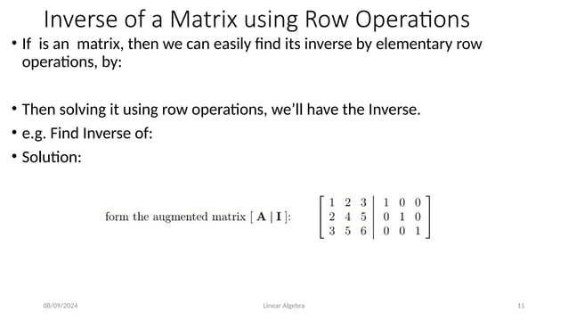 Inverse finding using elementary row operations | PPTX