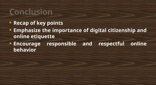 Digital citizenship and online etiquette ICT chapter 06 | PPTX