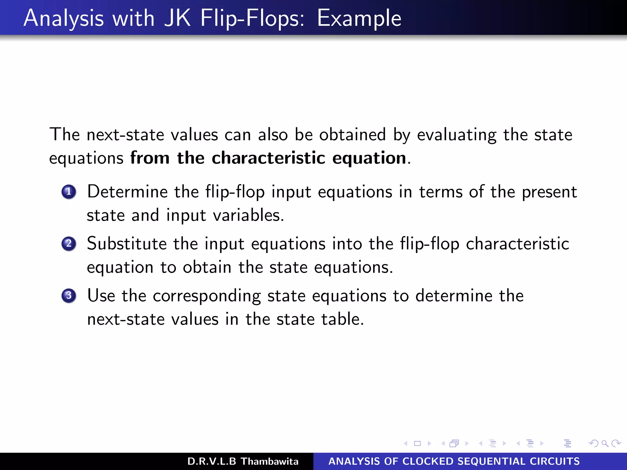 Lec 07 - ANALYSIS OF CLOCKED SEQUENTIAL CIRCUITS | PPT