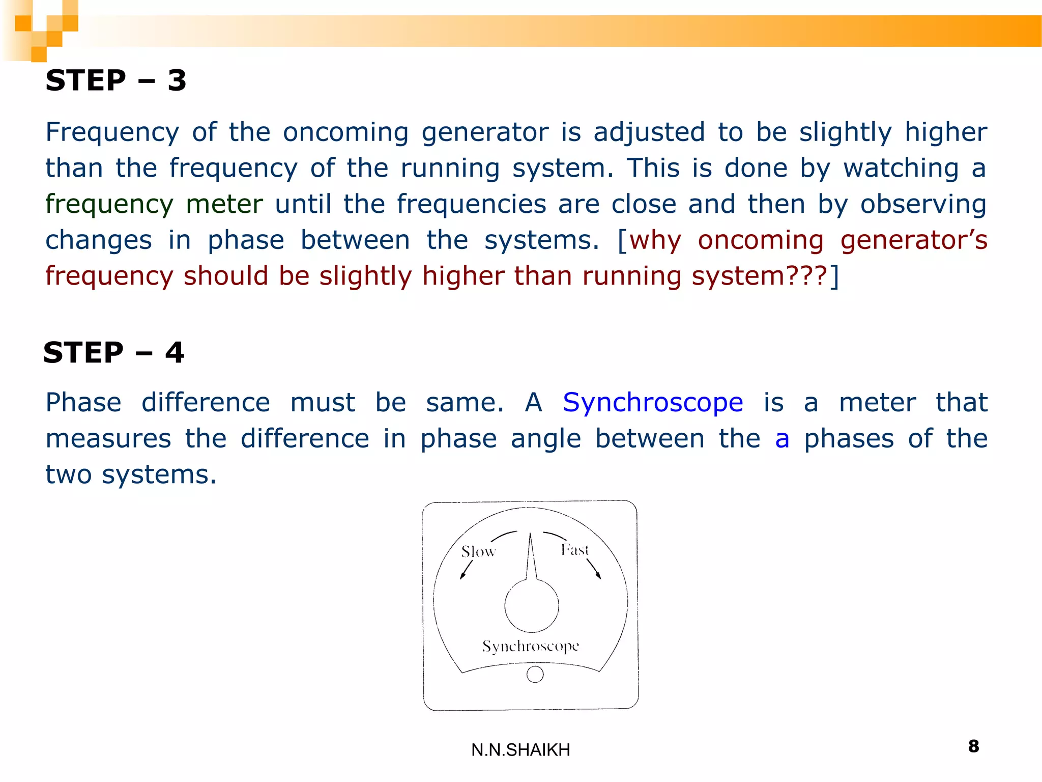 Lec # 07 parallel operation of synchronous generators | PPT