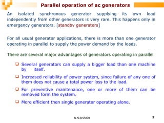 Lec # 07 parallel operation of synchronous generators | PPT