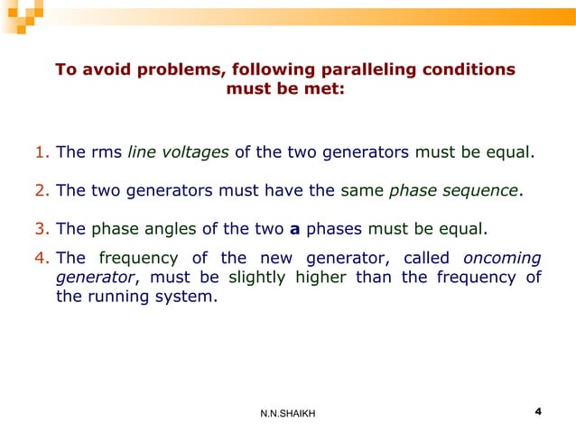 Lec 07 Parallel Operation Of Synchronous Generators Ppt