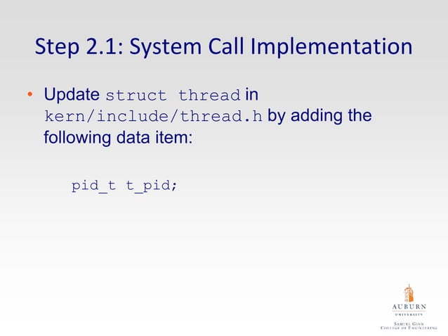 How to add system calls to OS/161 | PPTX